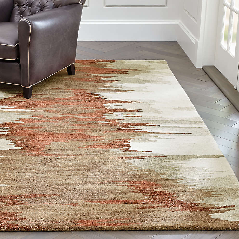 Birch Terra Cotta Wool-Blend Abstract Area Rug 9'x12' + Reviews | Crate ...