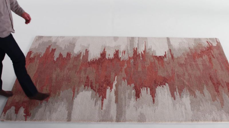 Birch Cyan Wool-Blend Abstract Area Rug 9'x12' | Crate & Barrel