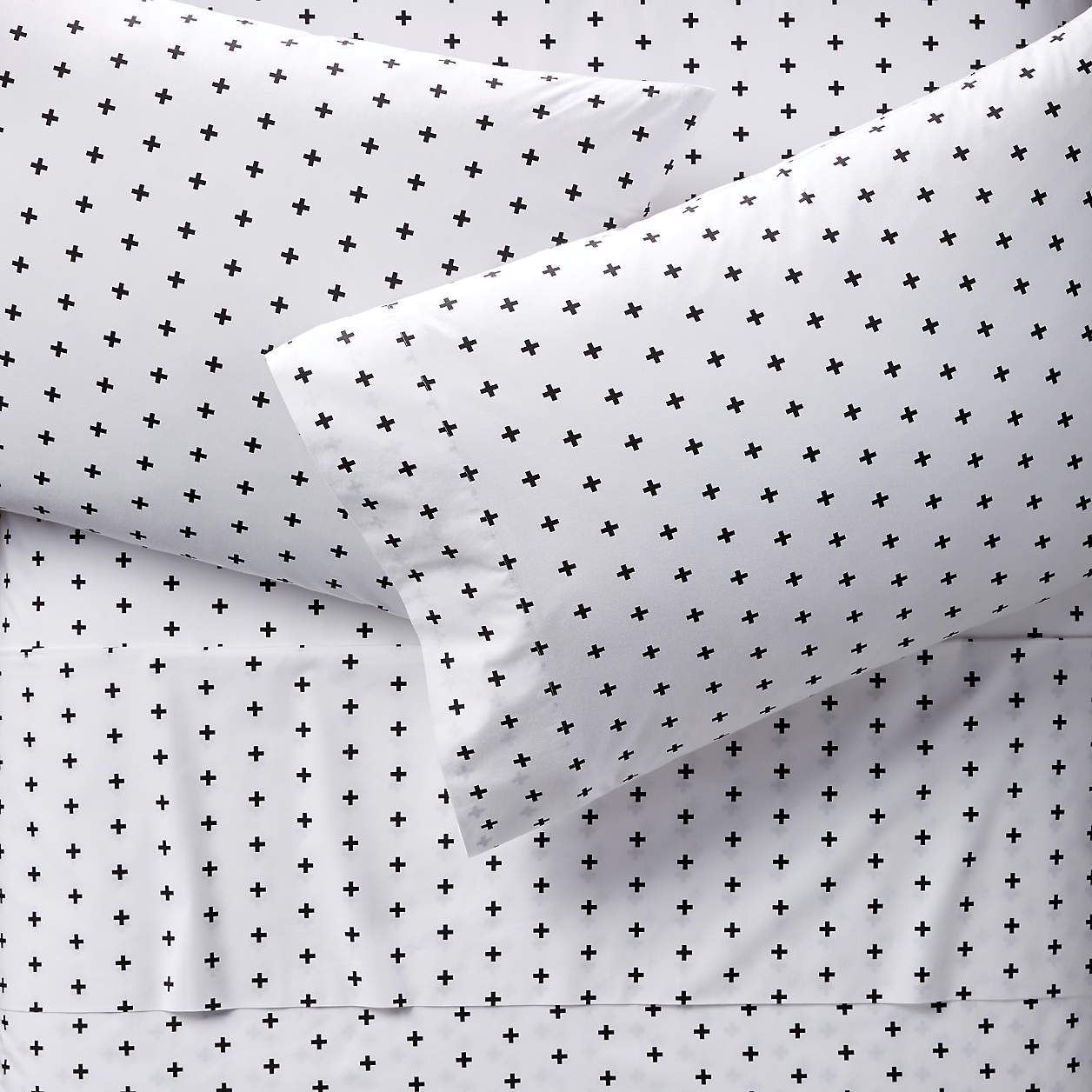 Modern Organic Black Plus Sign Kids Sheet Set | Crate & Kids