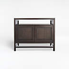 Blake 42" Dark Brown and Rattan Storage Media Console | Crate & Barrel