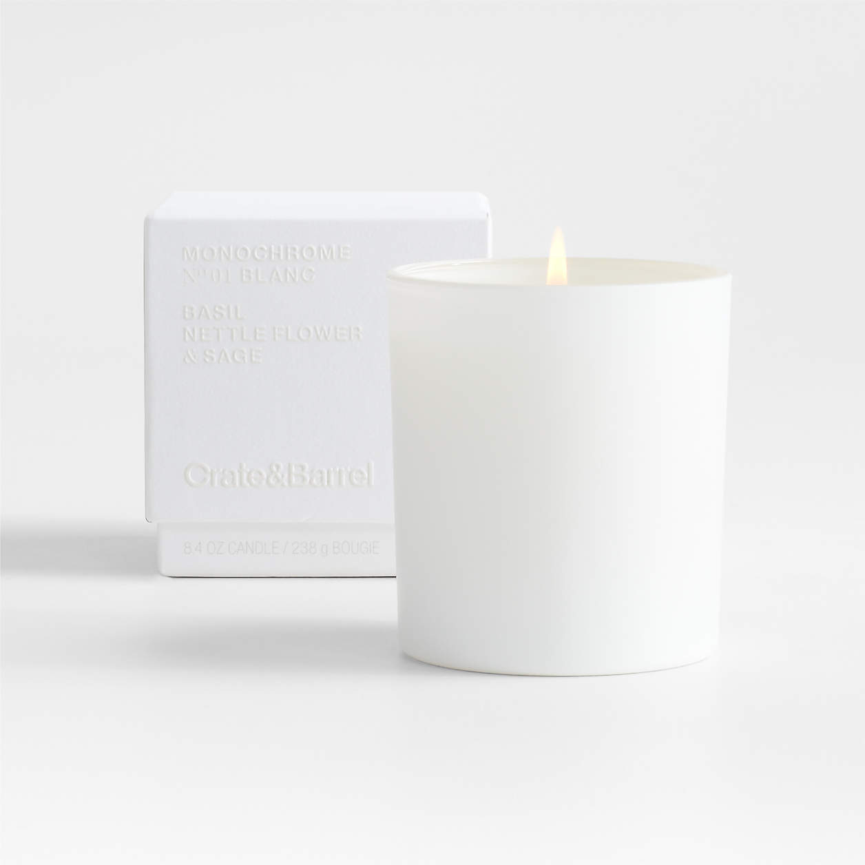 Monochrome No. 01 Blanc Scented Candle - Basil, Nettle Flower and Sage ...