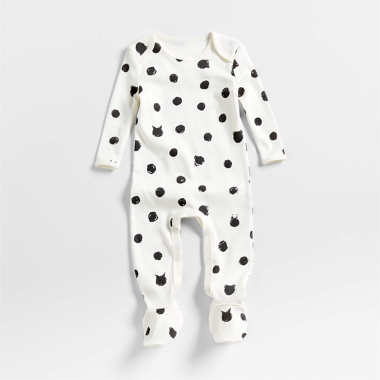Black Animal Dot Organic Baby Footie Pajamas 6-9M + Reviews | Crate & Kids