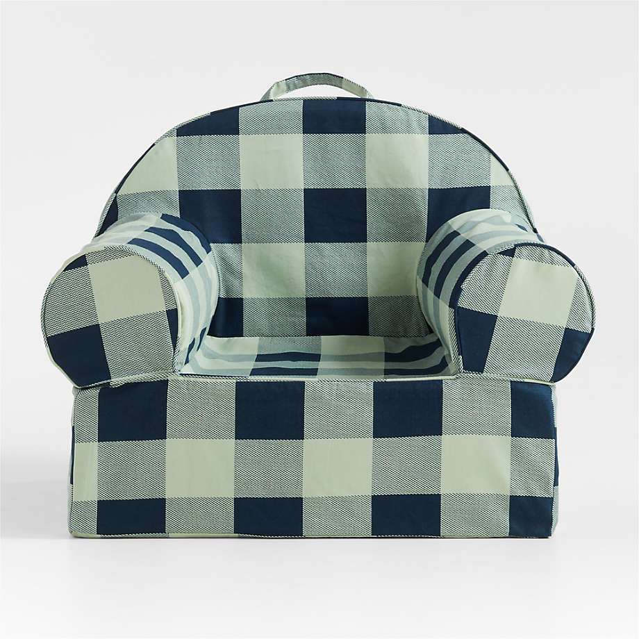 Large Blue and Green Buffalo Check Personalized Kids Lounge Nod Chair ...