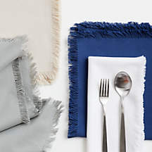 Craft Crisp White Organic Cotton Fringe Napkin + Reviews | Crate & Barrel