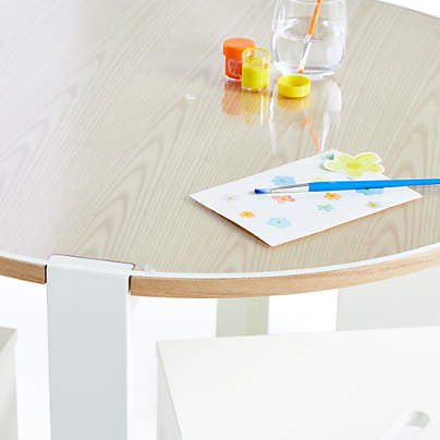 Nesting White and Natural Wood Kids Play Table, Chairs with Storage and ...