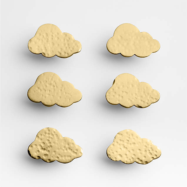 Brass Metal Cloud Kids Wall Hooks, Set of 3 | Crate & Kids Canada