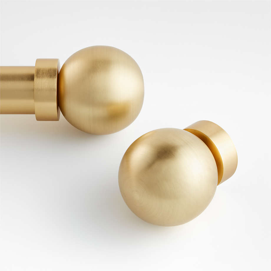 Large Brass Round Curtain End Cap Finials, Set of 2 + Reviews | Crate ...