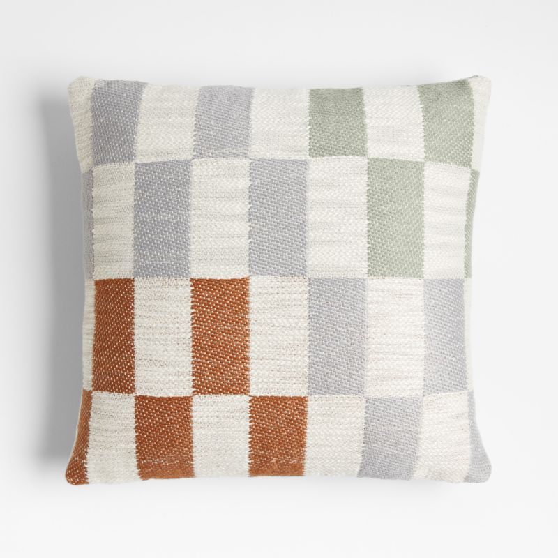 Brick 20"x20" Green Multicolor Outdoor Throw Pillow | Crate & Barrel