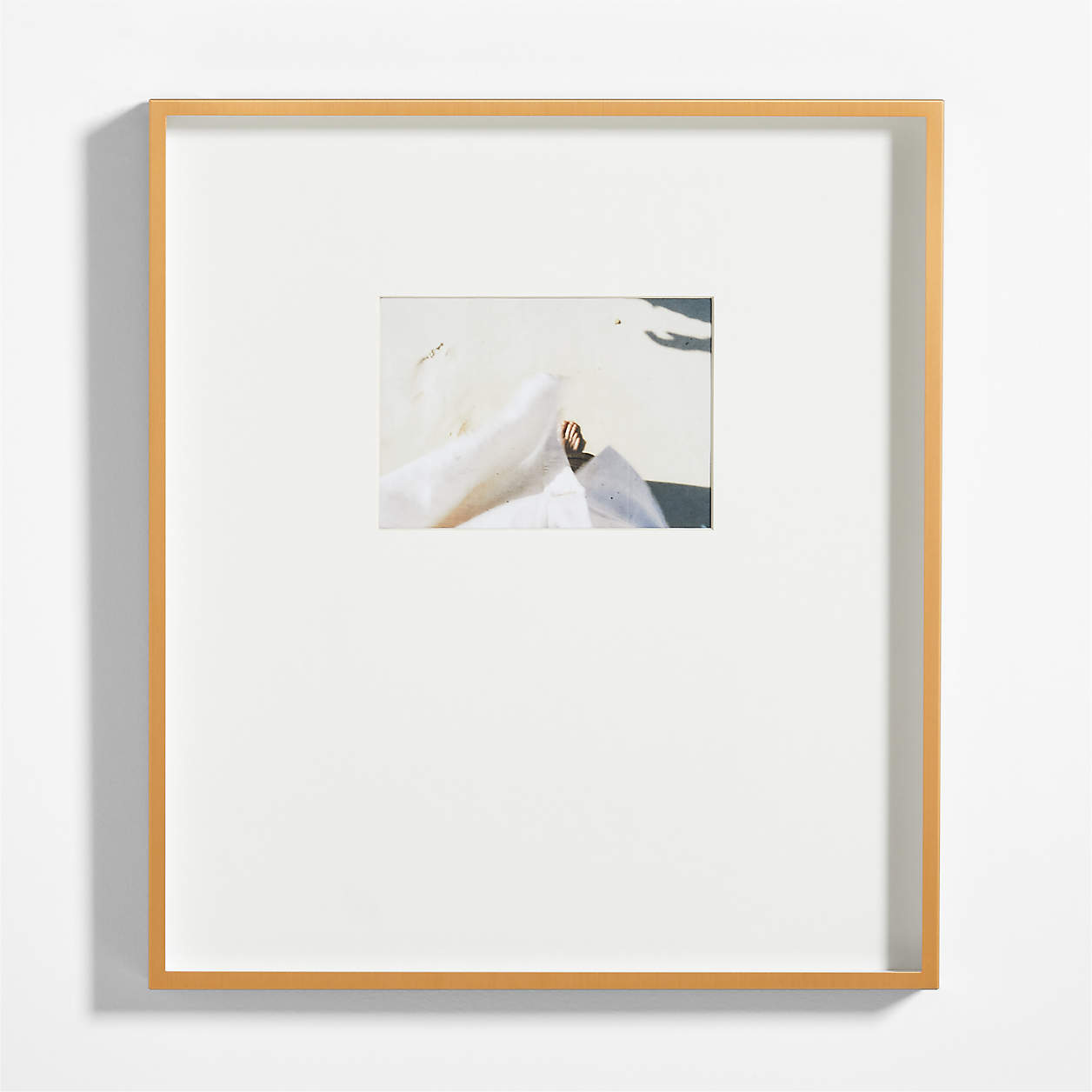 Brushed Brass Metal Picture Frame with Horizontal White Mat 5x7 ...