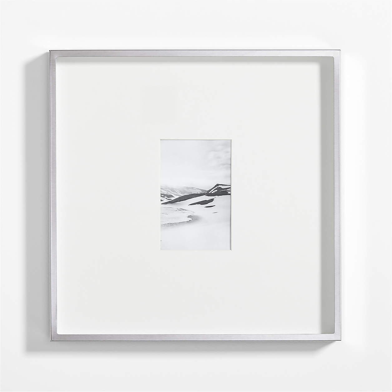Brushed Silver Metal Picture Frame with Vertical White Mat 4x6 ...