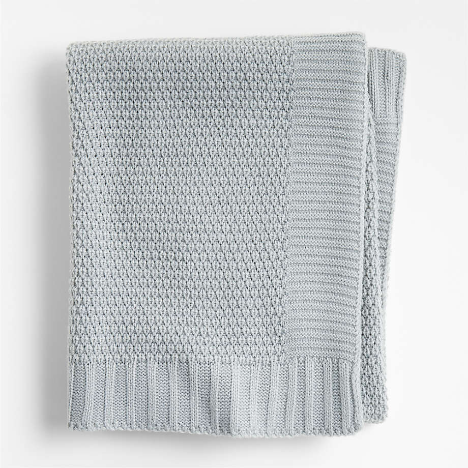 Bubble Knit Mist Blue Baby Stroller Blanket + Reviews | Crate & Kids