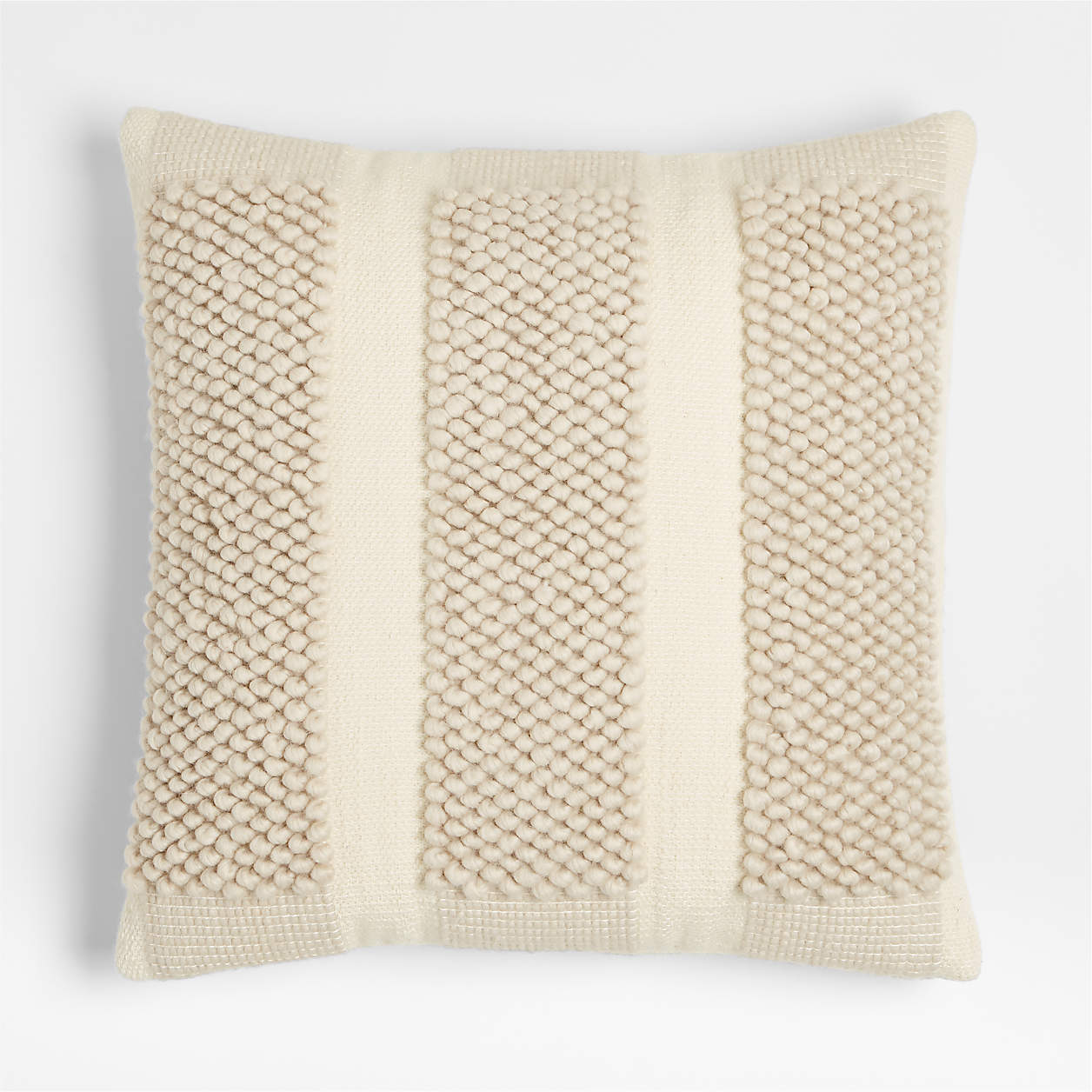 Bubble Handwoven Wool 23"x23" Striped Ivory Throw Pillow Cover ...