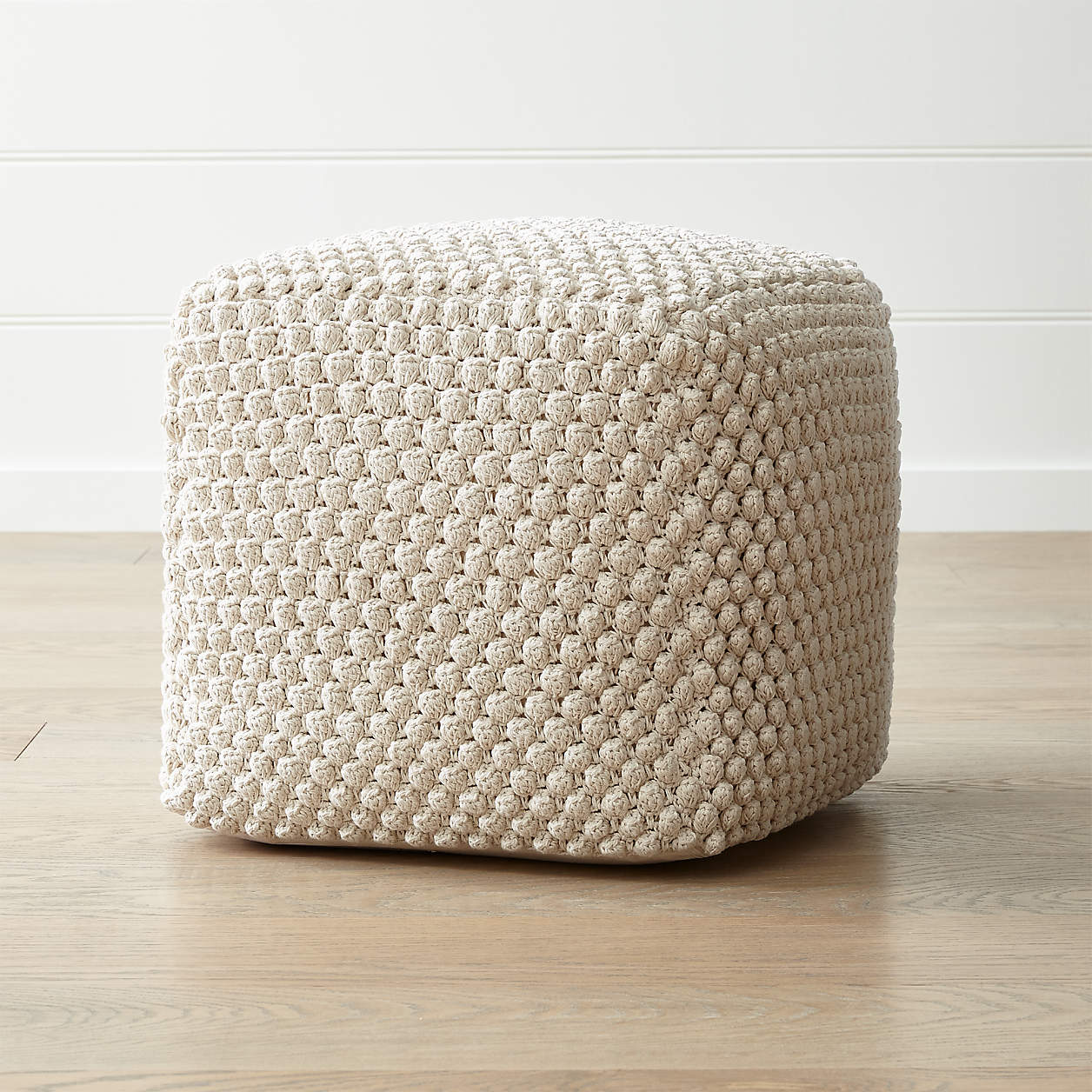 Buco 20"x20" Off-White Pouf + Reviews | Crate & Barrel Canada