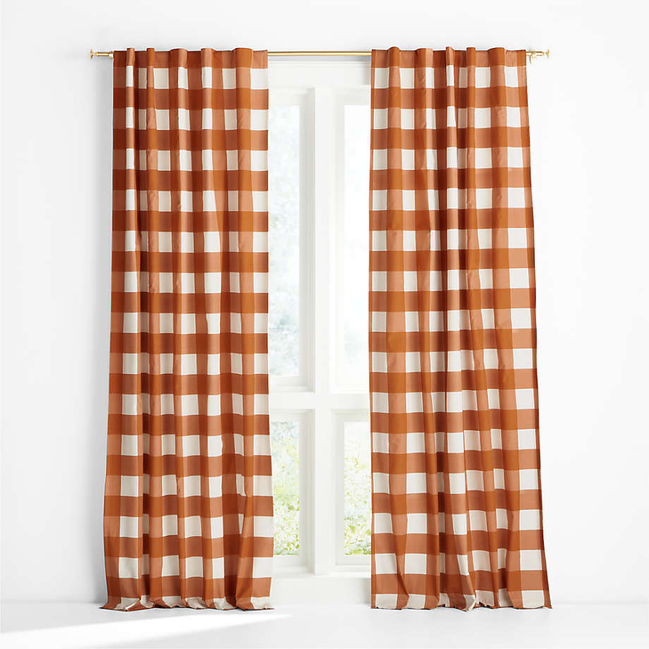 Terracotta Buffalo Check Cotton Kids Window Curtain Panel | Crate & Kids