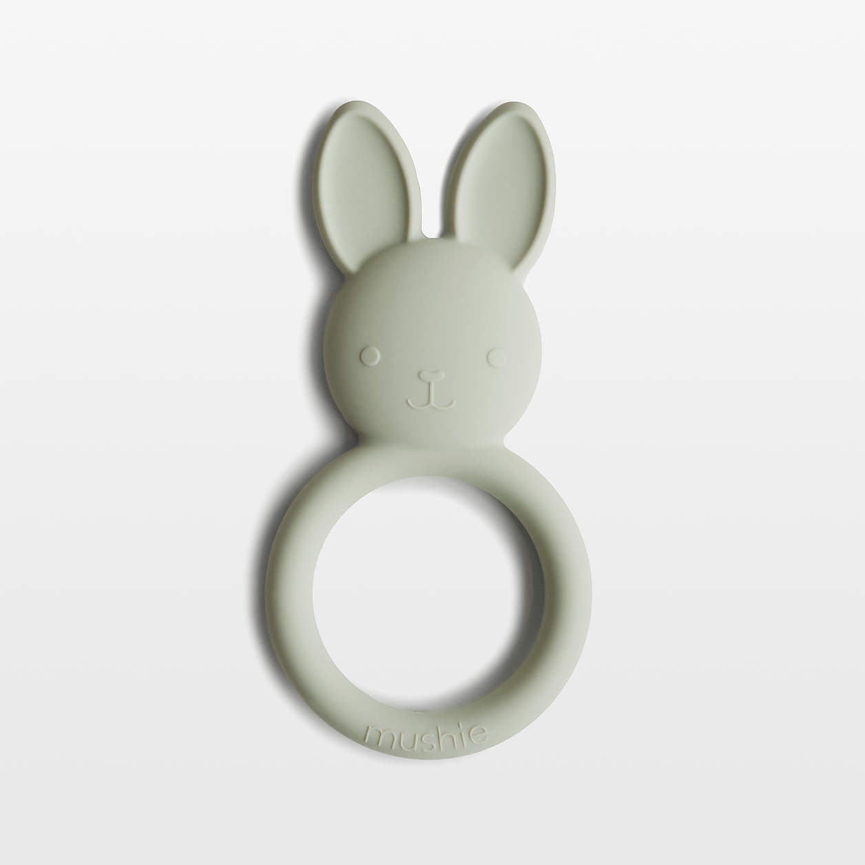 Mushie Green Bunny Silicone Baby Teether + Reviews | Crate & Kids