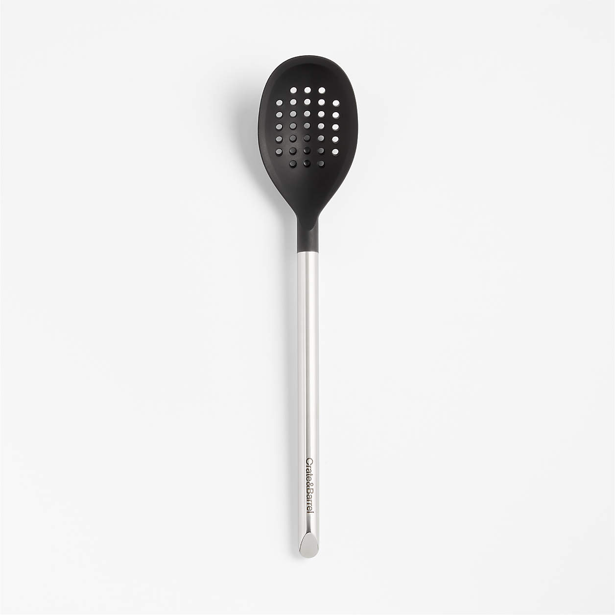 Crate & Barrel Black Silicone and Stainless Steel Deep Slotted Spoon ...