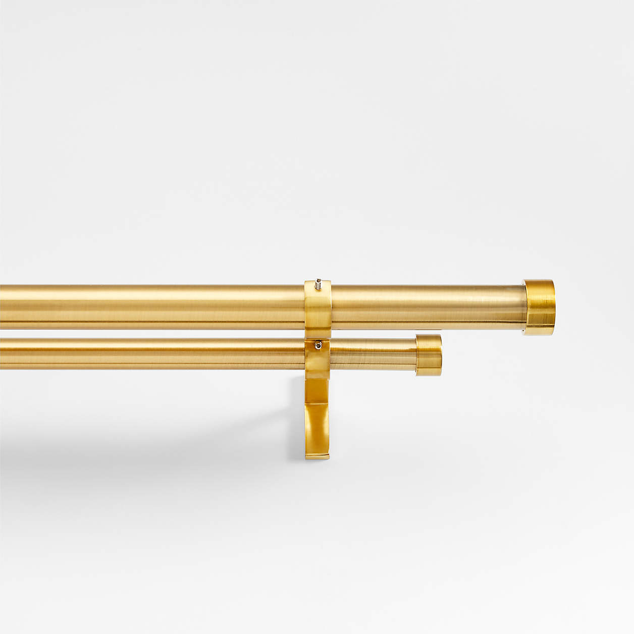 Brass 1" Double Curtain Rod and End Cap Finials Set 88"-120" + Reviews ...