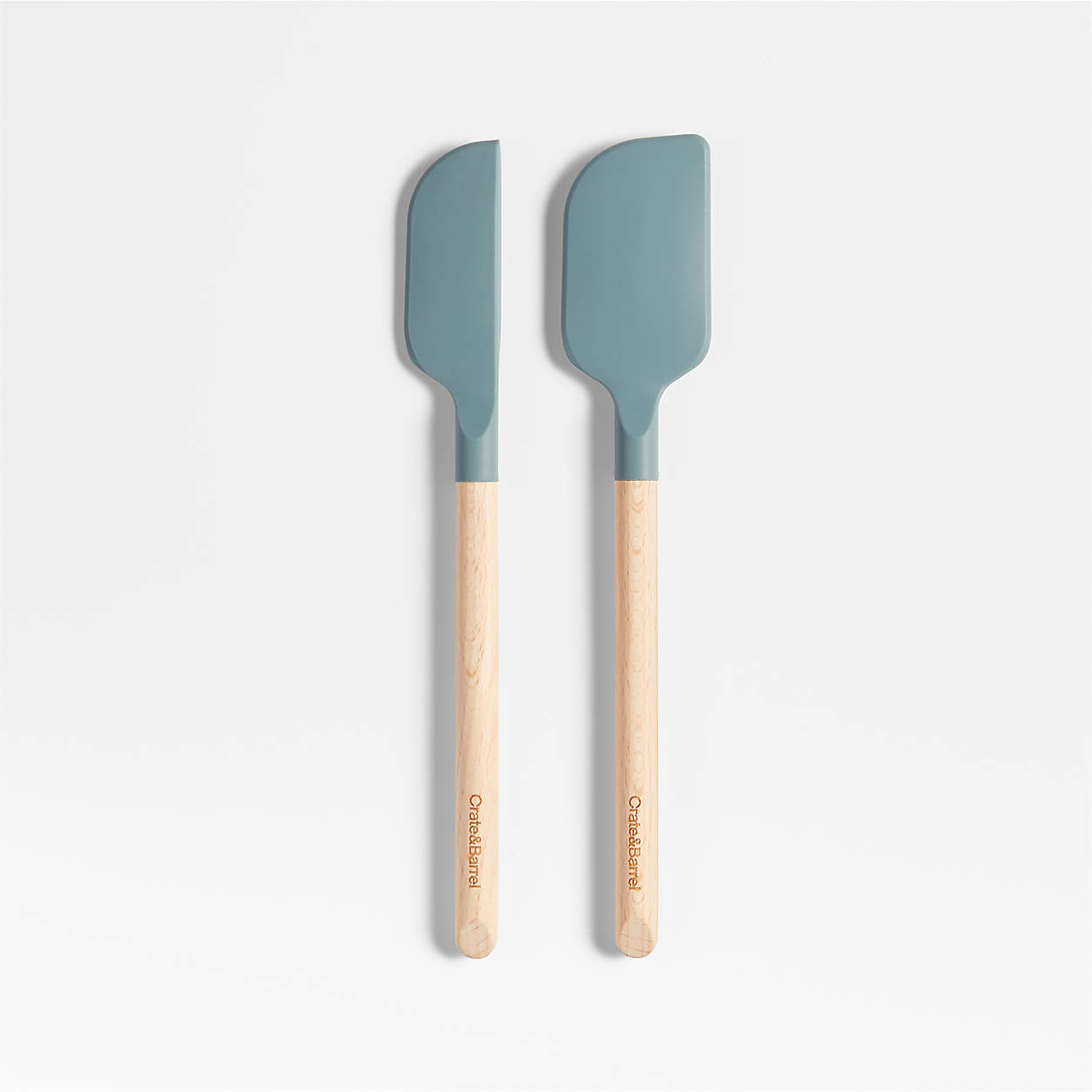 Crate & Barrel Deep Sage Green Silicone and Wood Mini Spatulas, Set of ...