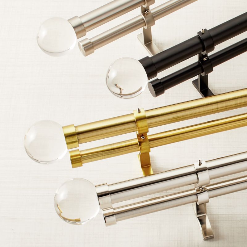 Glass Globe Finial and Double Curtain Rod Hardware Set | Crate & Barrel