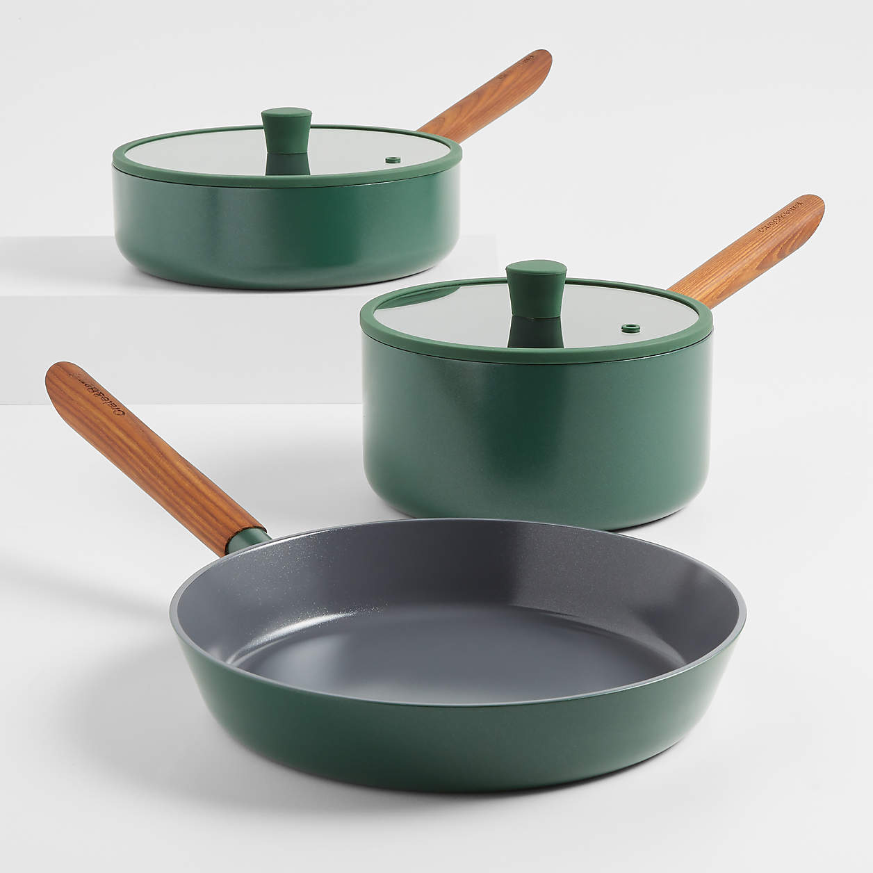 Crate & Barrel Monterey Cypress Green 5-Piece Non-Stick Ceramic ...