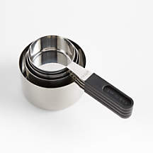 Crate & Barrel Nesting Clip Handle Stainless Steel Measuring Cups, Set ...