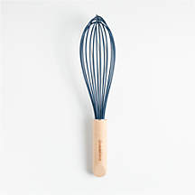 Crate & Barrel Wood and Navy 12" Silicone Whisk | Crate & Barrel Canada