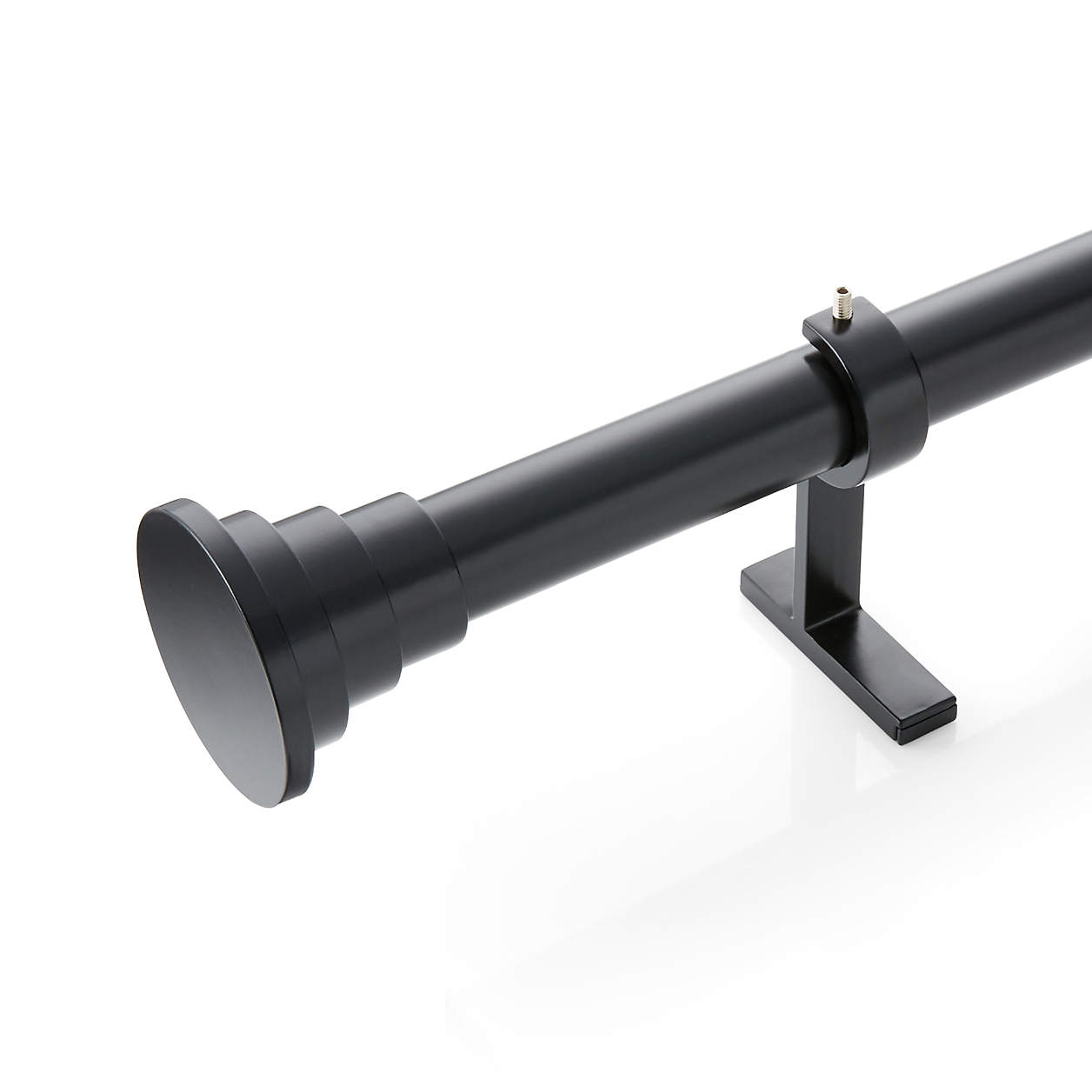 Tiered Matte Black Finial and 1" Curtain Rod Set 88"-120" | Crate & Barrel