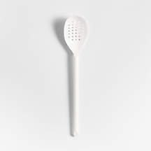 Crate & Barrel White Silicone Deep Slotted Spoon + Reviews | Crate & Barrel