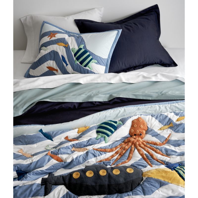 Ari Kids Organic Brushed Cotton Navy Sham | Crate & Kids Canada