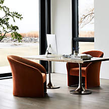 Verso Small Space Rust Velvet Accent Chair | Crate & Barrel Canada