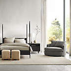 Dearborn Black Four Poster King Bed Frame with Upholstered Headboard ...