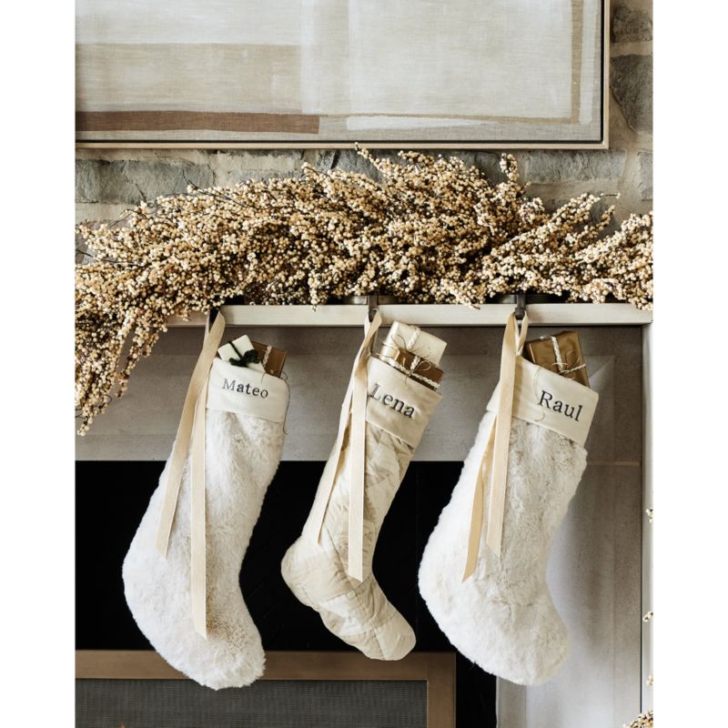 Personalized Winter White Faux Fur Christmas Stocking Reviews Crate Barrel