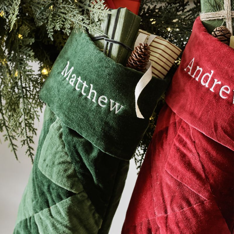 Velvet Heritage Green Christmas Stocking + Reviews | Crate & Barrel