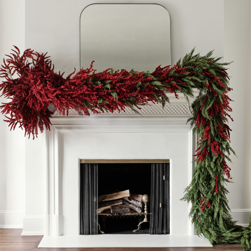 Faux Red Mini Berry Garland 6' + Reviews | Crate & Barrel
