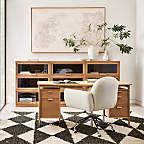 Elias 66" Natural Elm Wood Desk with File Cabinet + Reviews | Crate ...