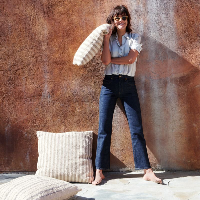 Pansy 23"x23" Stripe Outdoor Pillow by Leanne Ford + Reviews | Crate & Barrel