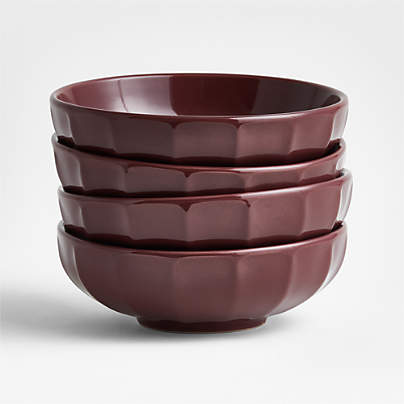 Cafe Olive Green Low Bowls, Set of 4 + Reviews | Crate & Barrel