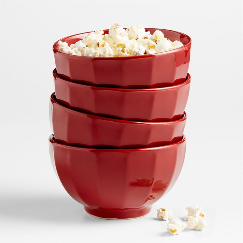 Cafe Holiday Red Cereal Bowls, Set of 4 | Crate & Barrel