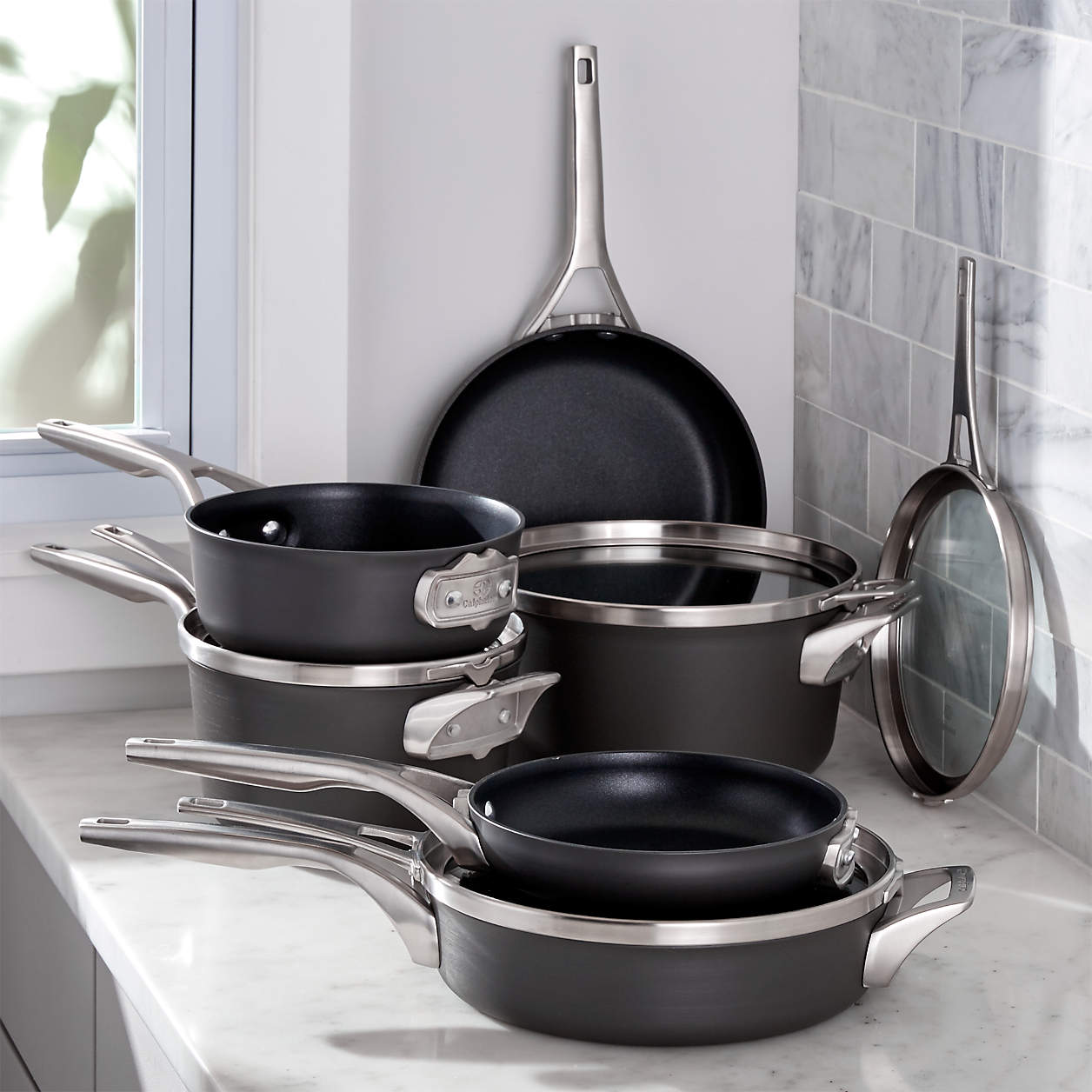 Calphalon Stackable 10-Piece Cookware + Reviews | Crate & Barrel