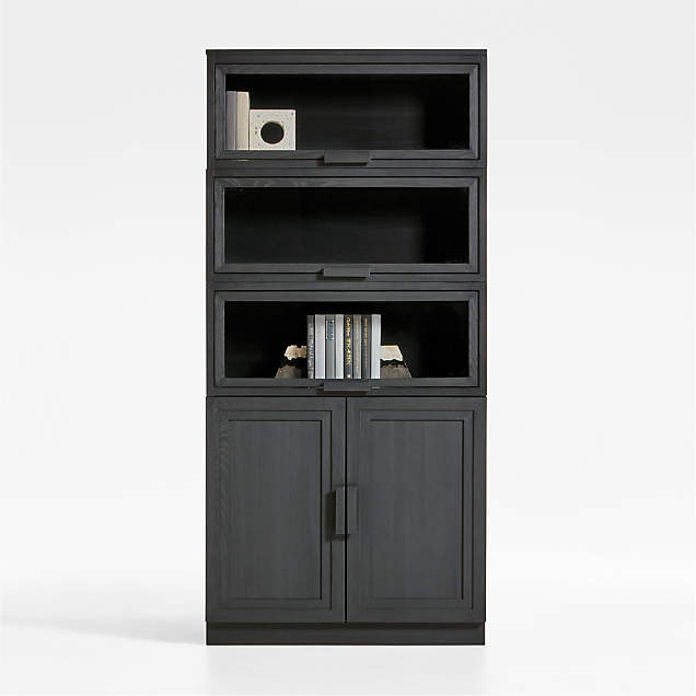 Calypso Black Wood Modular Glass-Door Base and 3 Glass-Door Single ...