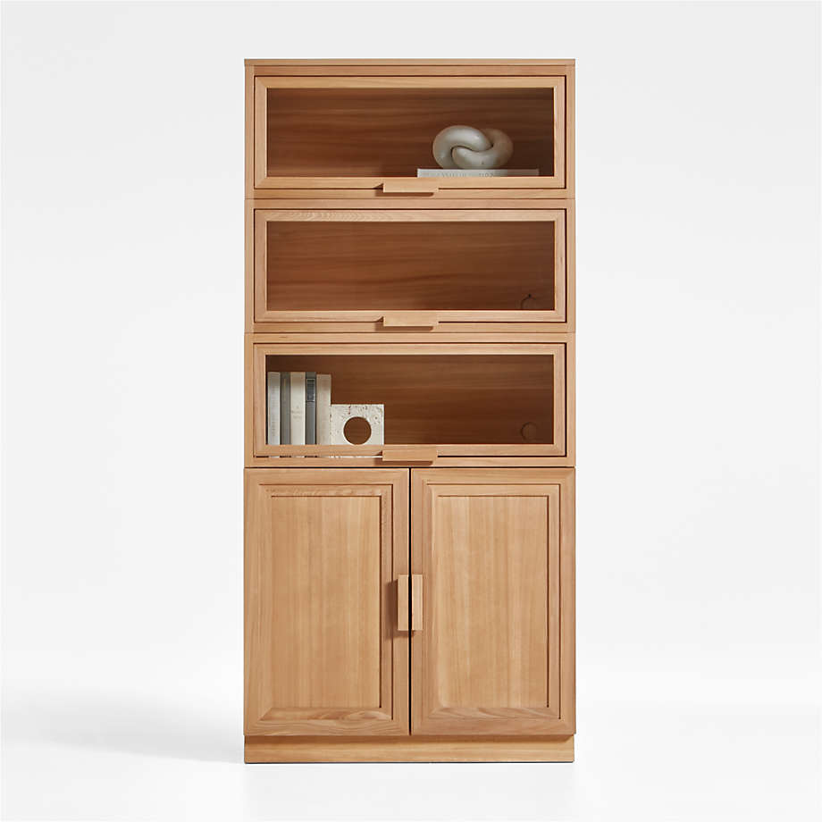 Calypso Natural Elm Modular Storage Cabinet with Wood-Door Base and ...
