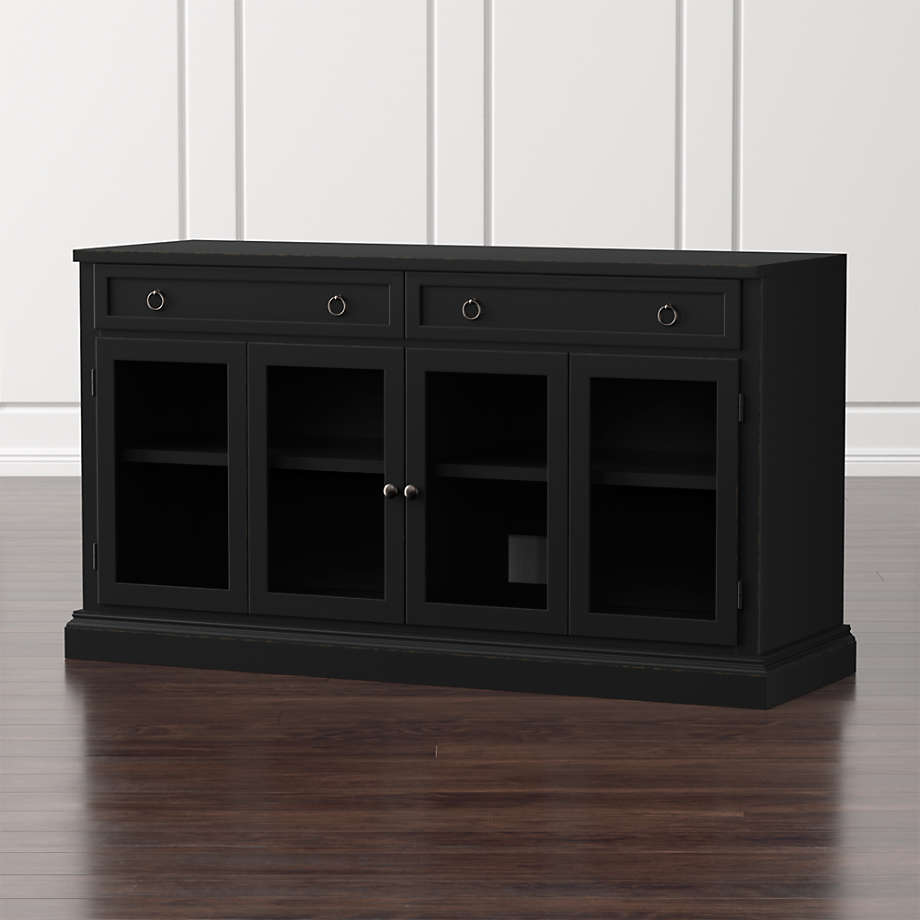 Cameo 62" Bruno Black Modular Media Console/TV Stand with Storage ...