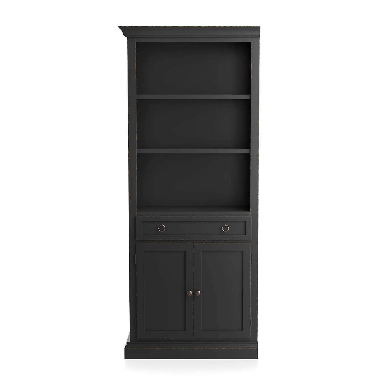 Cameo Bruno Black Left Storage Bookcase | Crate & Barrel