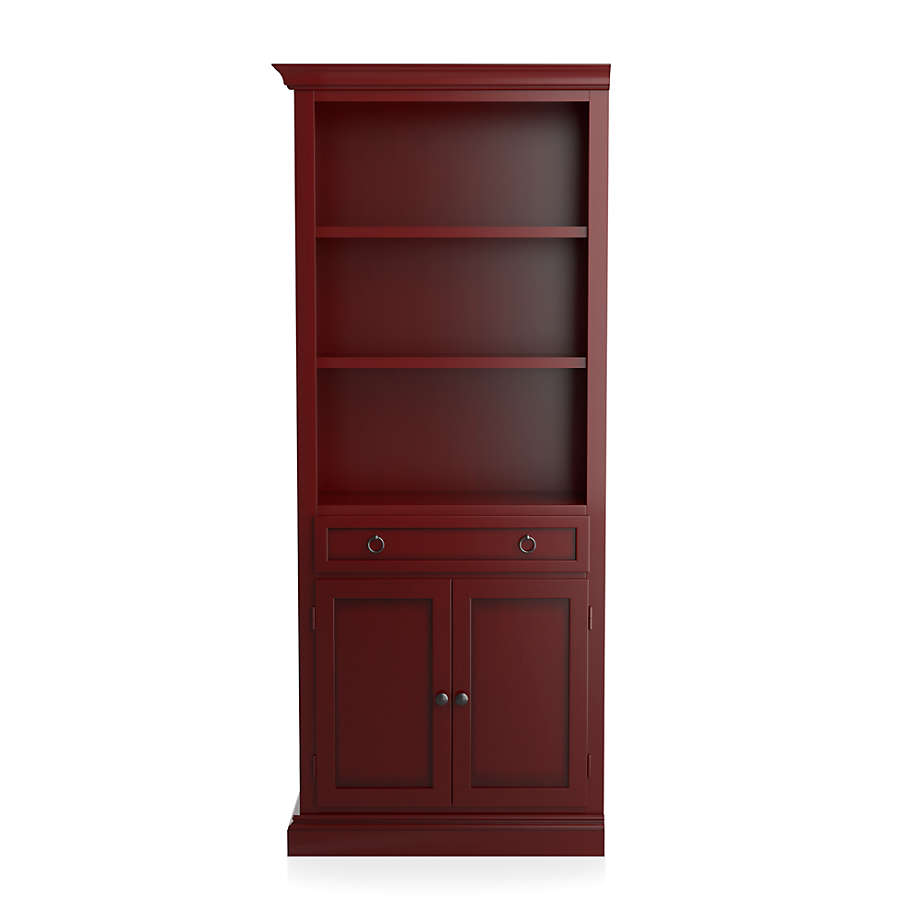 Cameo Red Left Storage Bookcase | Crate & Barrel
