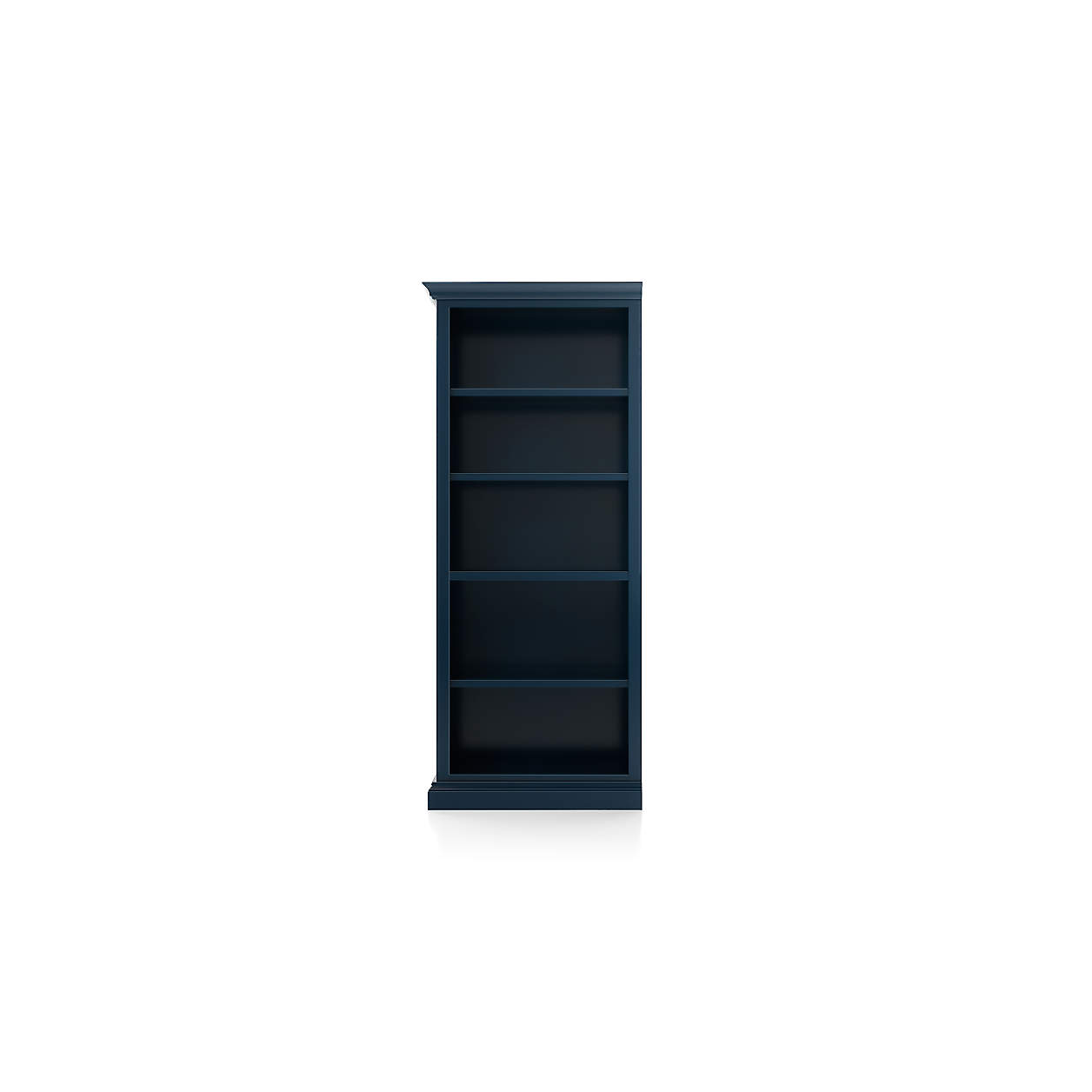 Cameo Indigo Open Bookcase with Full Crown + Reviews | Crate & Barrel