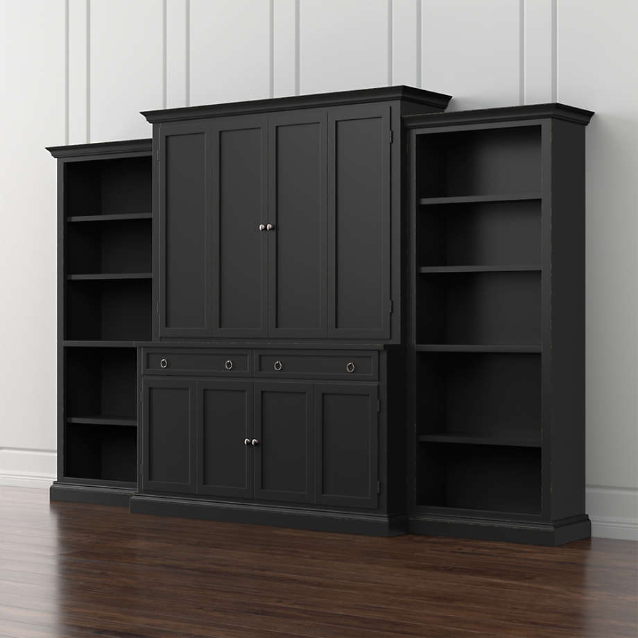 Cameo 4-Piece Bruno Black Open Bookcase Entertainment Center | Crate ...