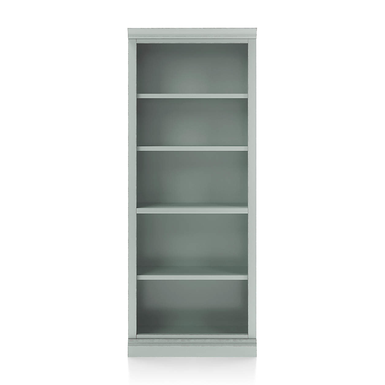 Cameo Blue Grey Open Bookcase with Middle Crown | Crate & Barrel