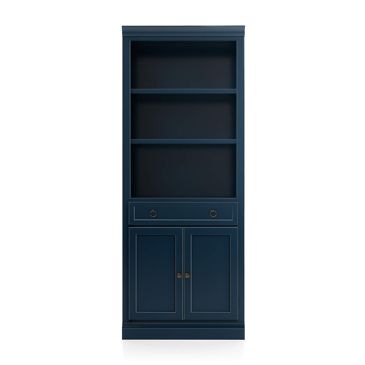 Cameo Indigo Storage Bookcase with Middle Crown | Crate & Barrel
