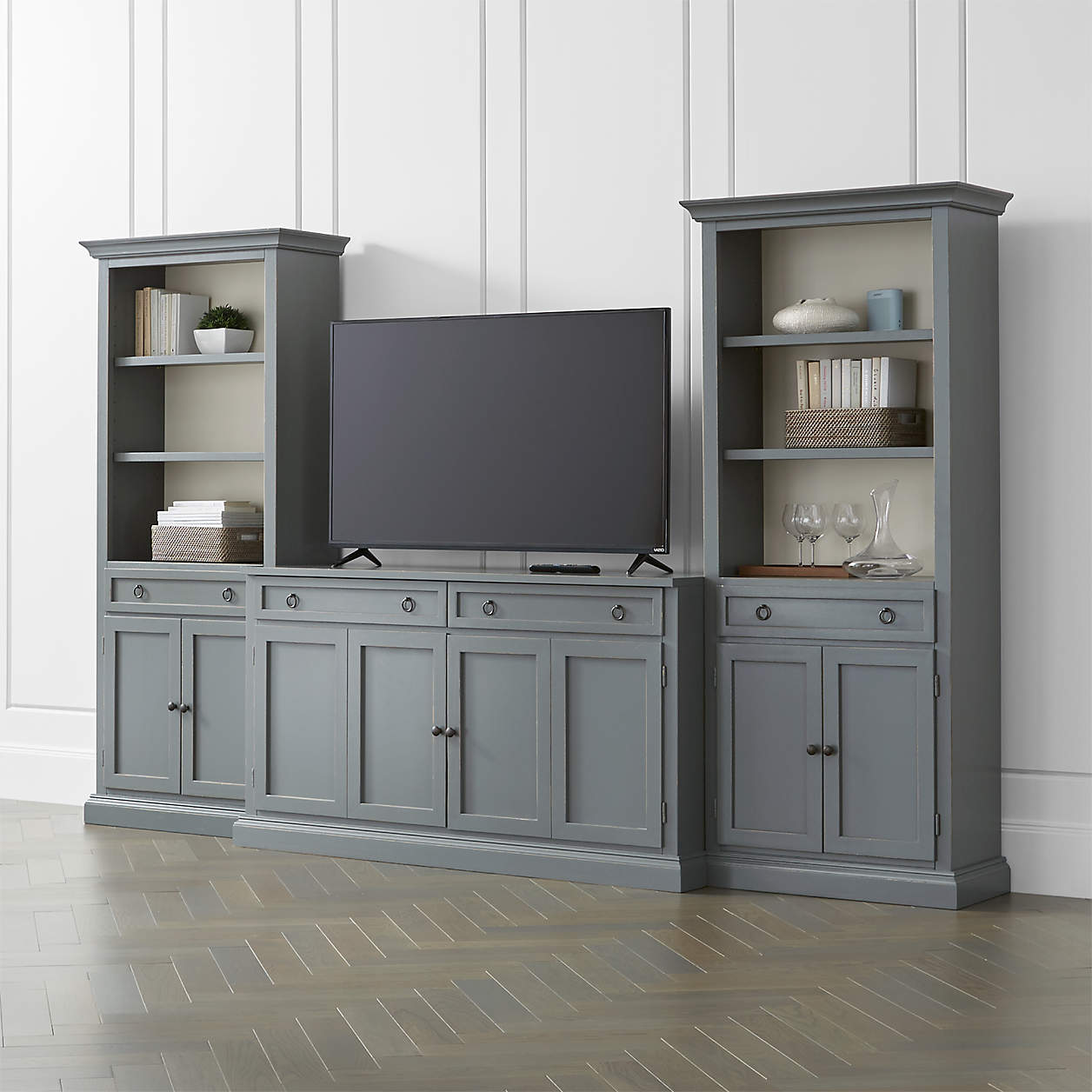 Cameo 3-Piece Modular Grey Media Entertainment Center with Storage ...