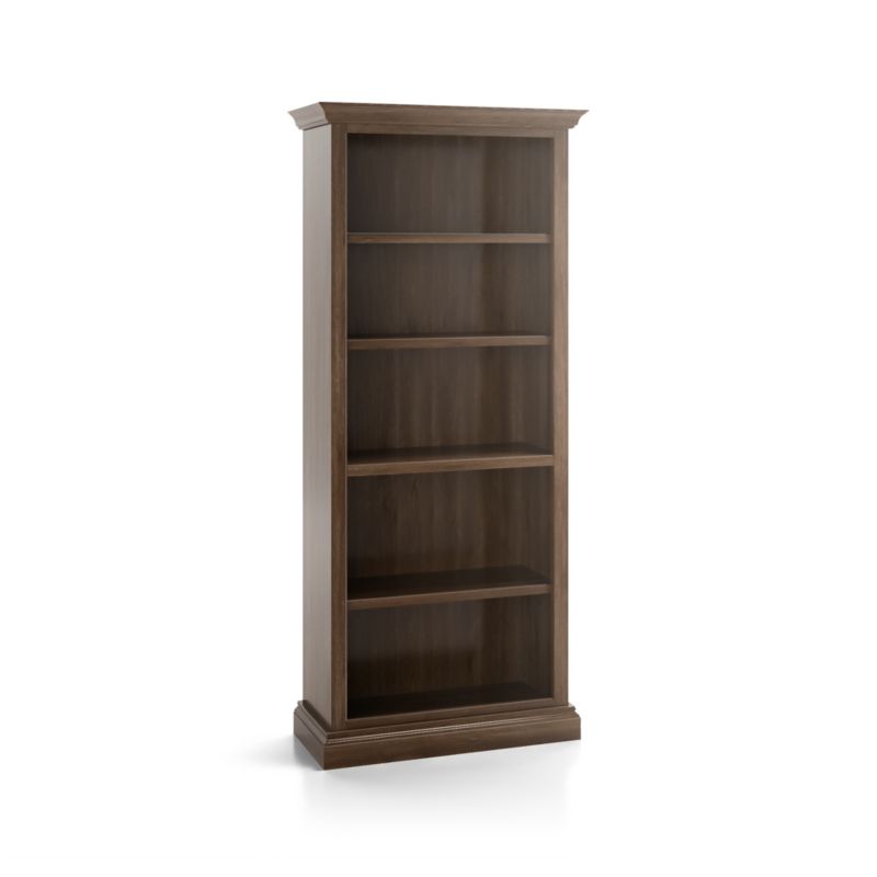 Cameo Nero Noce Open Bookcase with Full Crown | Crate and Barrel